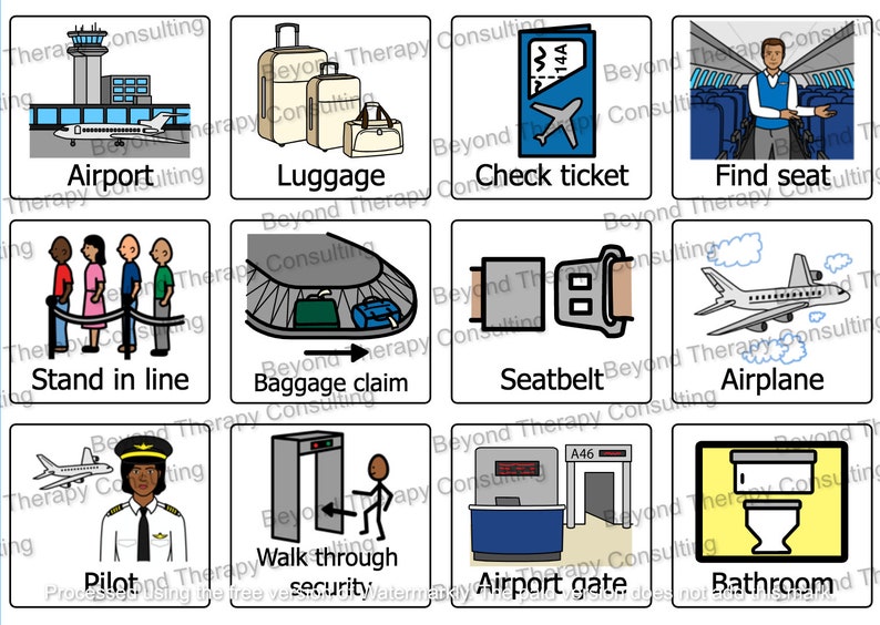 Airplane Travel Visual Support| Picture Icons| PECS, Speech, Core Board ...