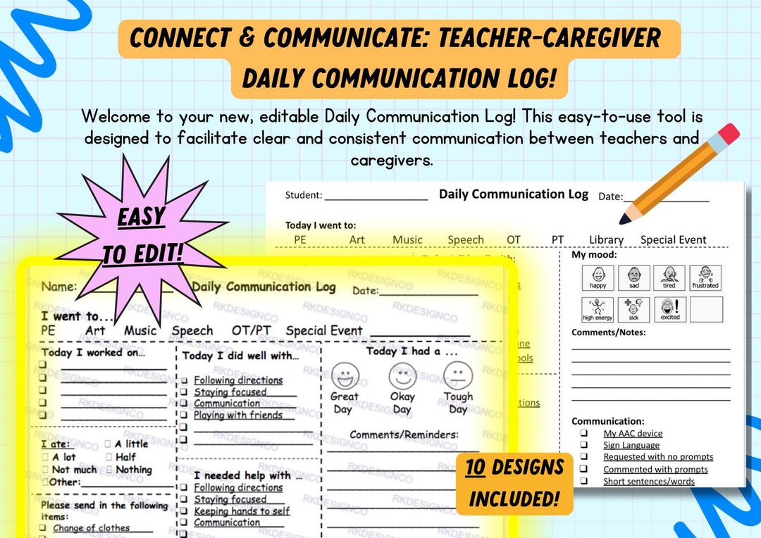 Connect & Communicate: Customizable Daily Communication Log for ...