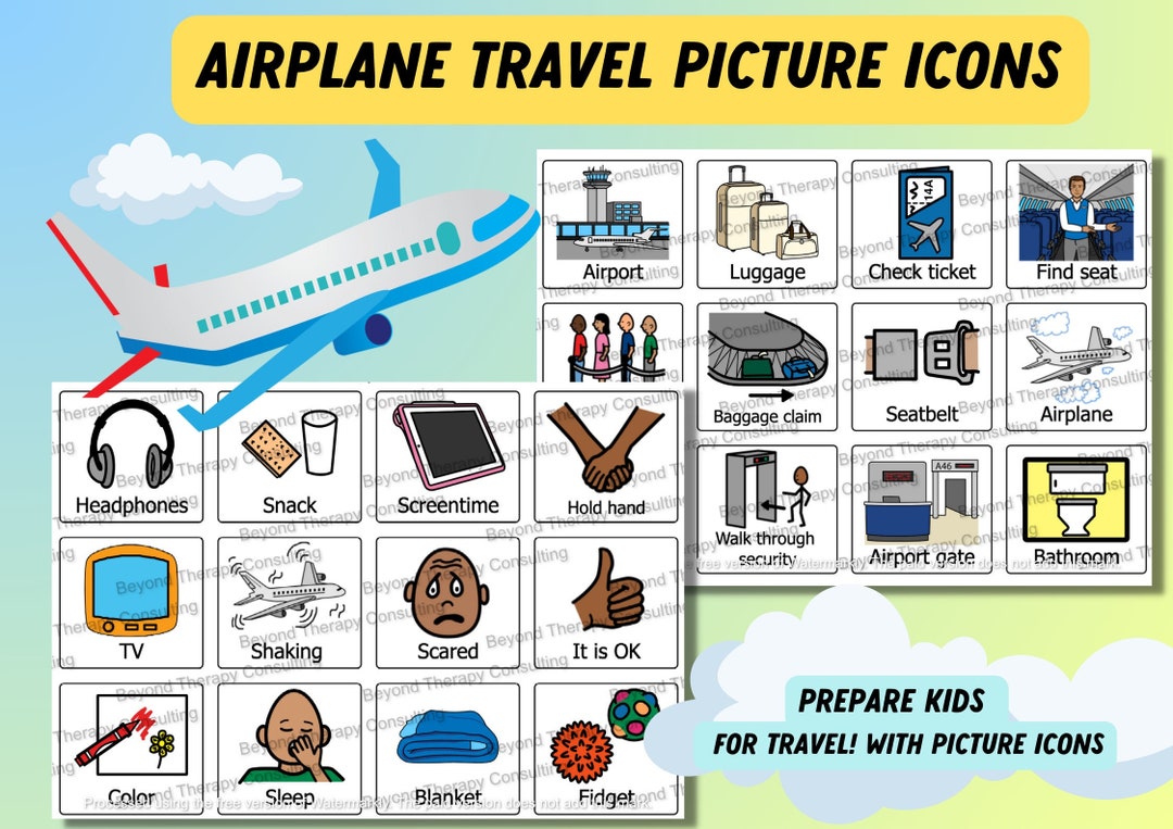 Airplane Travel Visual Support| Picture Icons| PECS, Speech, Core Board ...