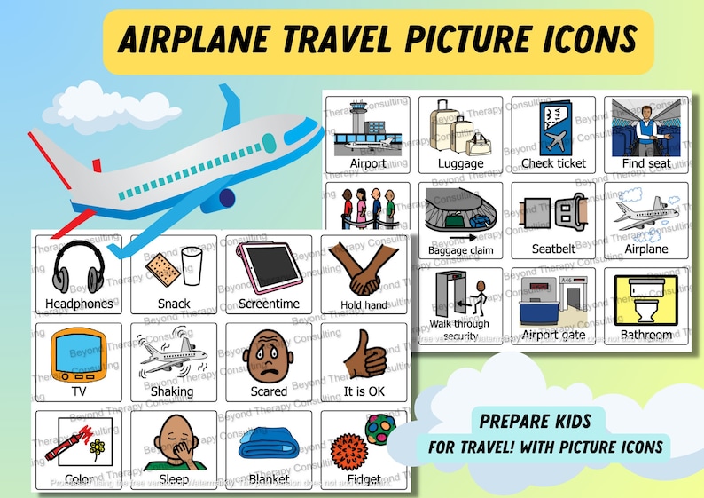 Airplane Travel Visual Support| Picture Icons| PECS, Speech, Core Board ...