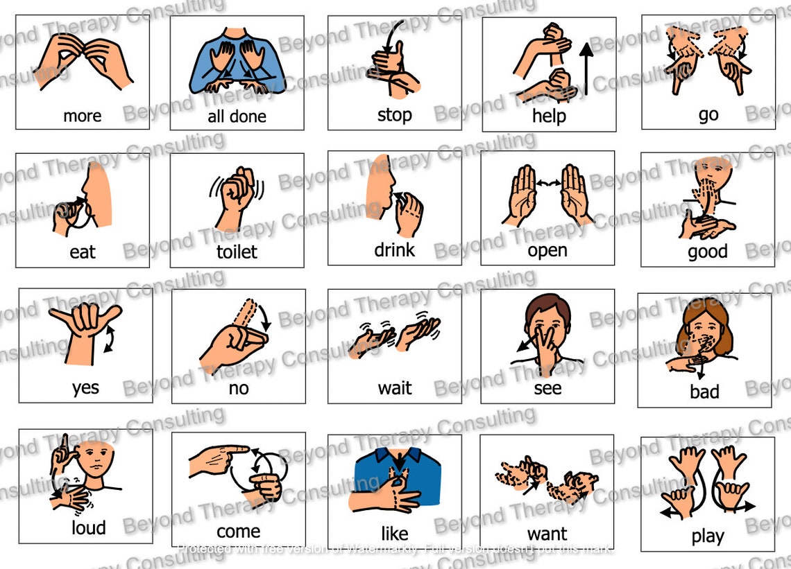 American Sign Language (ASL) Communication Core Board- Instant Download ...