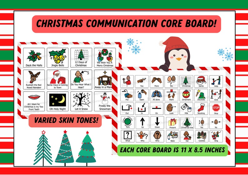 Christmas Joy AAC Communication Core Board for Children With Autism and ...
