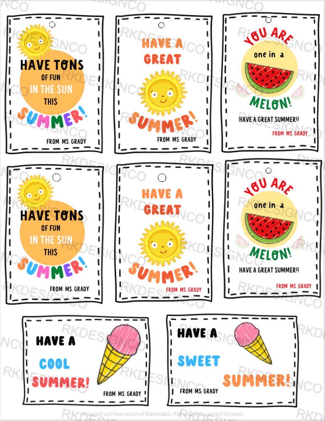 End of the Year PRINTABLE Gift Tags-instant Download School Classmate ...