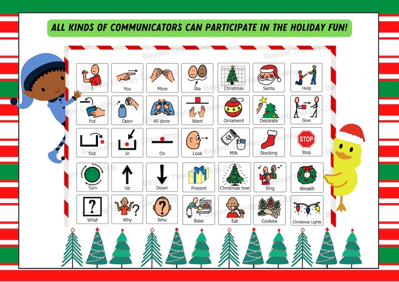 Christmas Joy AAC Communication Core Board for Children With Autism and ...