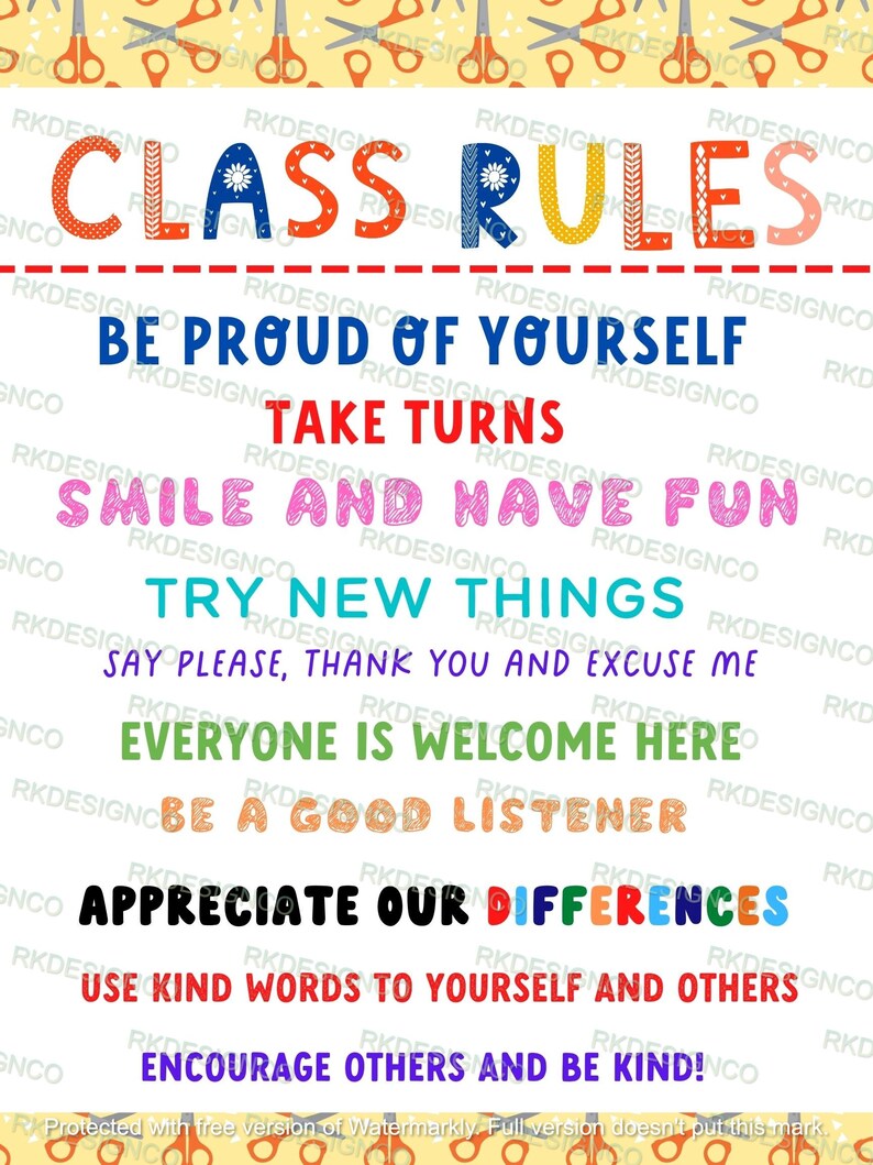 Wall Art, Large Classroom Rules Poster-18 X 24 EDITABLE - Etsy