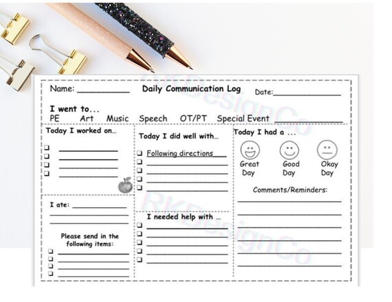 Daily Communication Log for Educators and Parents-instant - Etsy