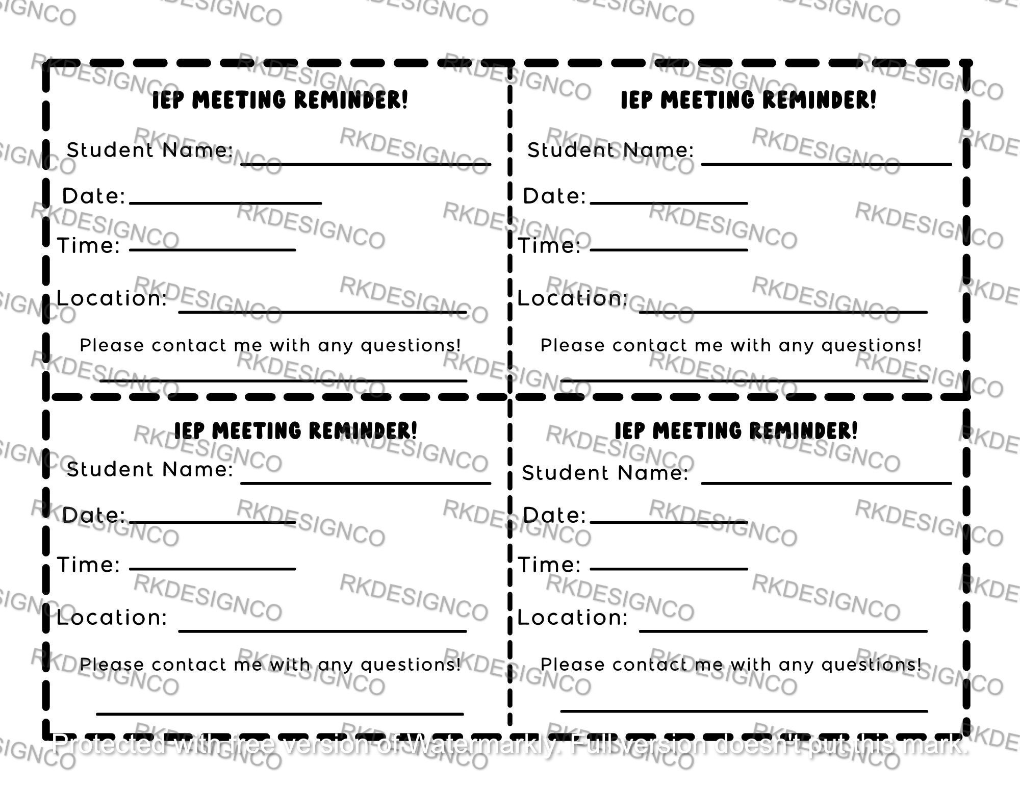 Notes From Teacher Bundle/classroom Management Templates IEP Reminder ...