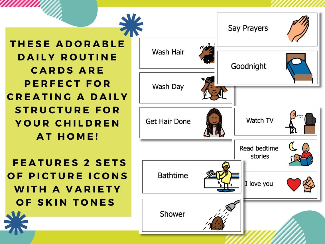 Visual Schedule- Daily Routine Cards for Kids | Morning & Evening ...
