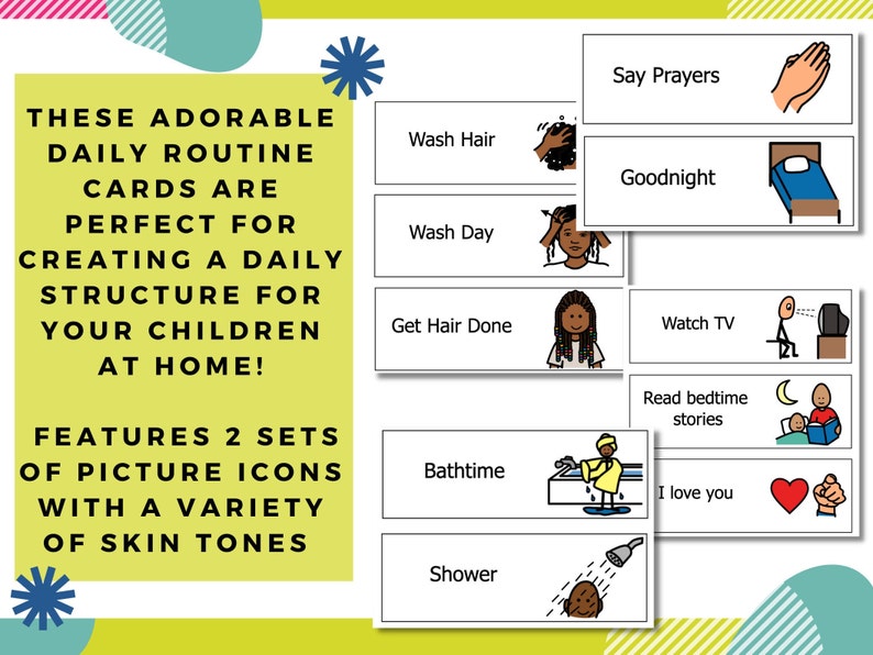 Visual Schedule- Daily Routine Cards for Kids | Morning & Evening ...