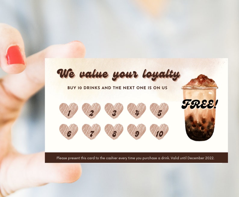 Bubble Tea Loyalty Card Template Boba Tea Loyalty Card Retro - Etsy France