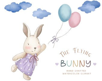 Cute Little Bunny Clipart Set With Watercolor Illustration - Etsy