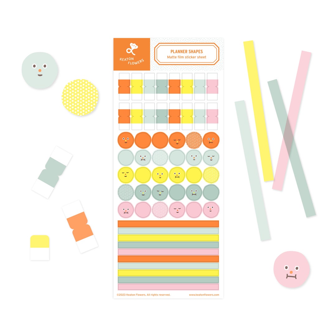Planner Shapes Sticker Sheet - Transparent Matte Film Planner Sticker ...