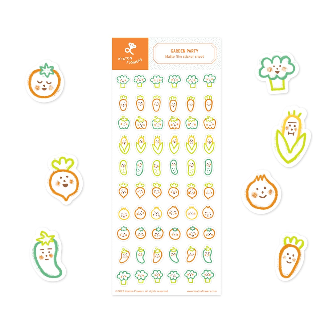 Veggie Garden Party Sticker Sheet Transparent Matte Film Planner ...