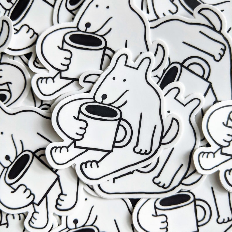 Coffee Dog Vinyl Sticker - Etsy