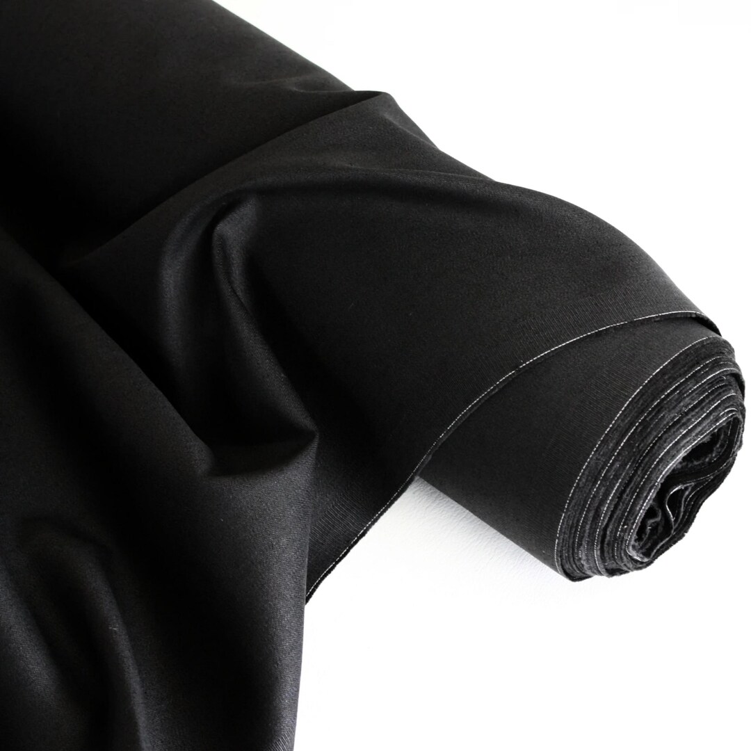 Black Poplin Organic Cotton Fabric by the Yard, 58 Inches Wide, 150 GSM ...