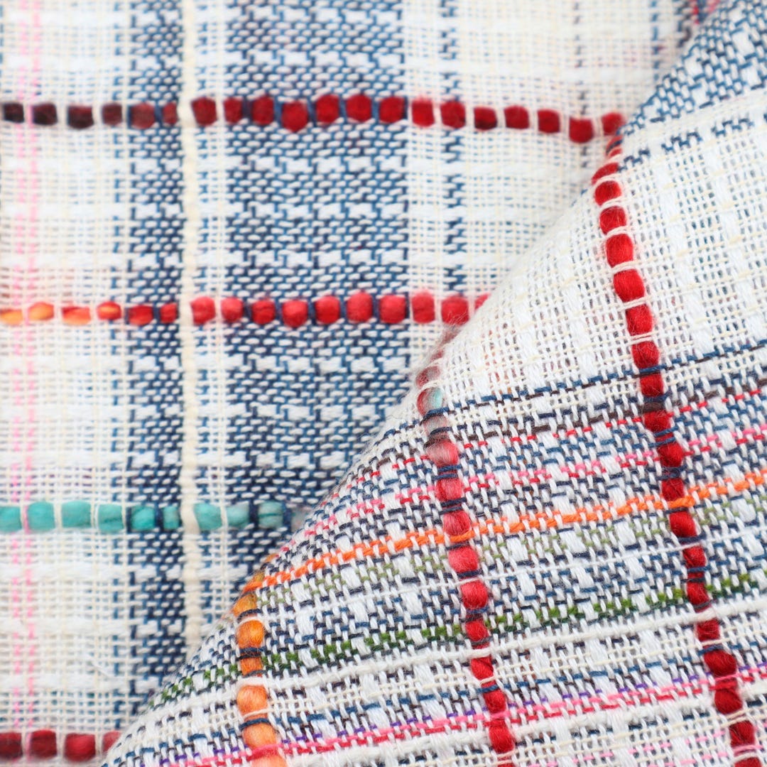 Colorful Stripes on Handloom Yak Wool Blended With Hemp Jacquard Fabric ...