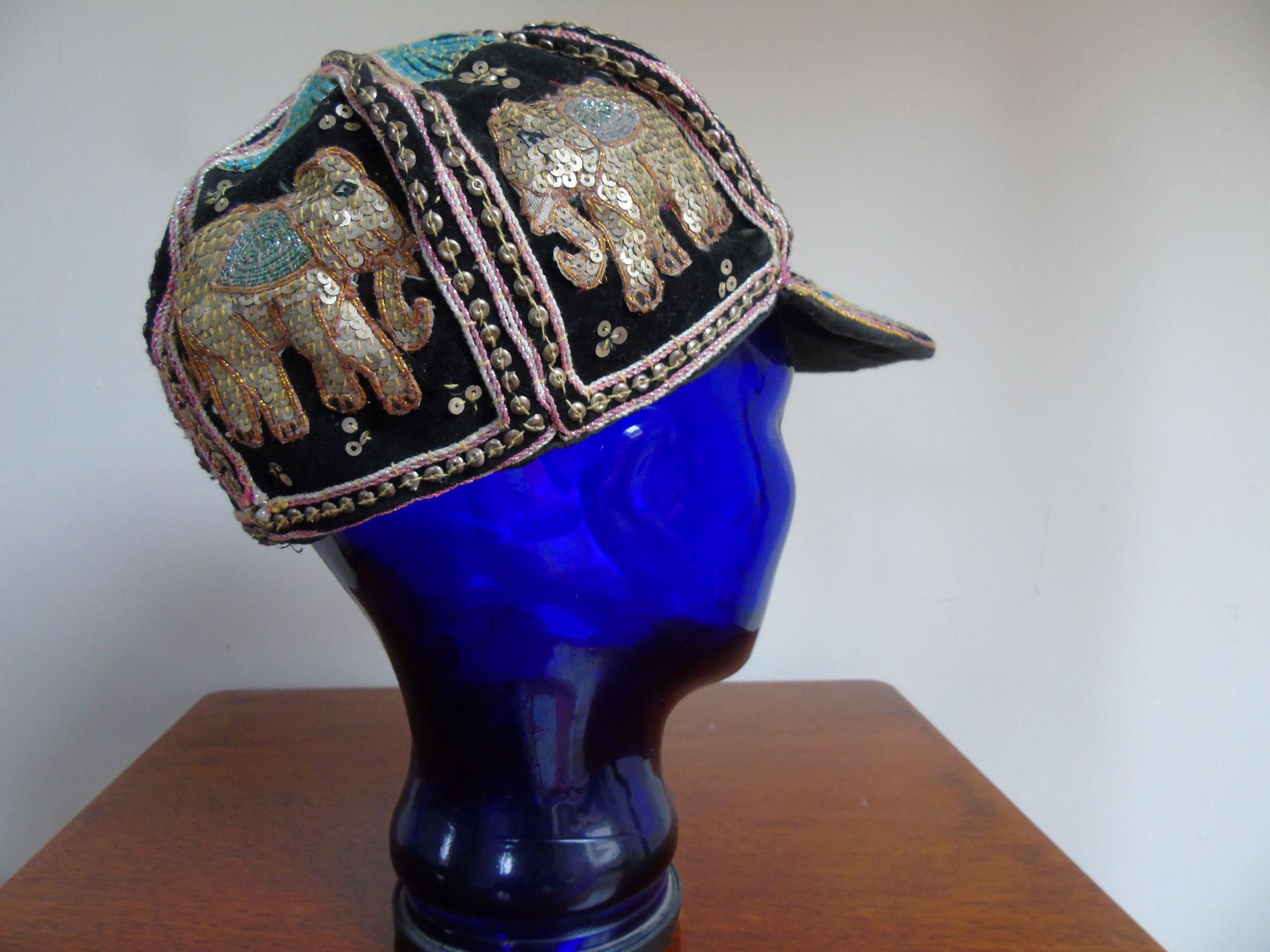 A Sequined Elephant Embroidered Cap. Made in 1970s, in Great Condition ...