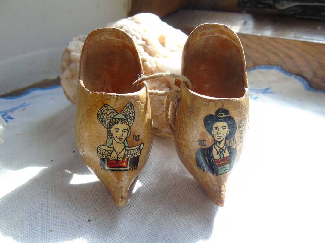 Vintage Souvenir Mini Clogs, Folk Art Wood Shoes, Collectible - Etsy