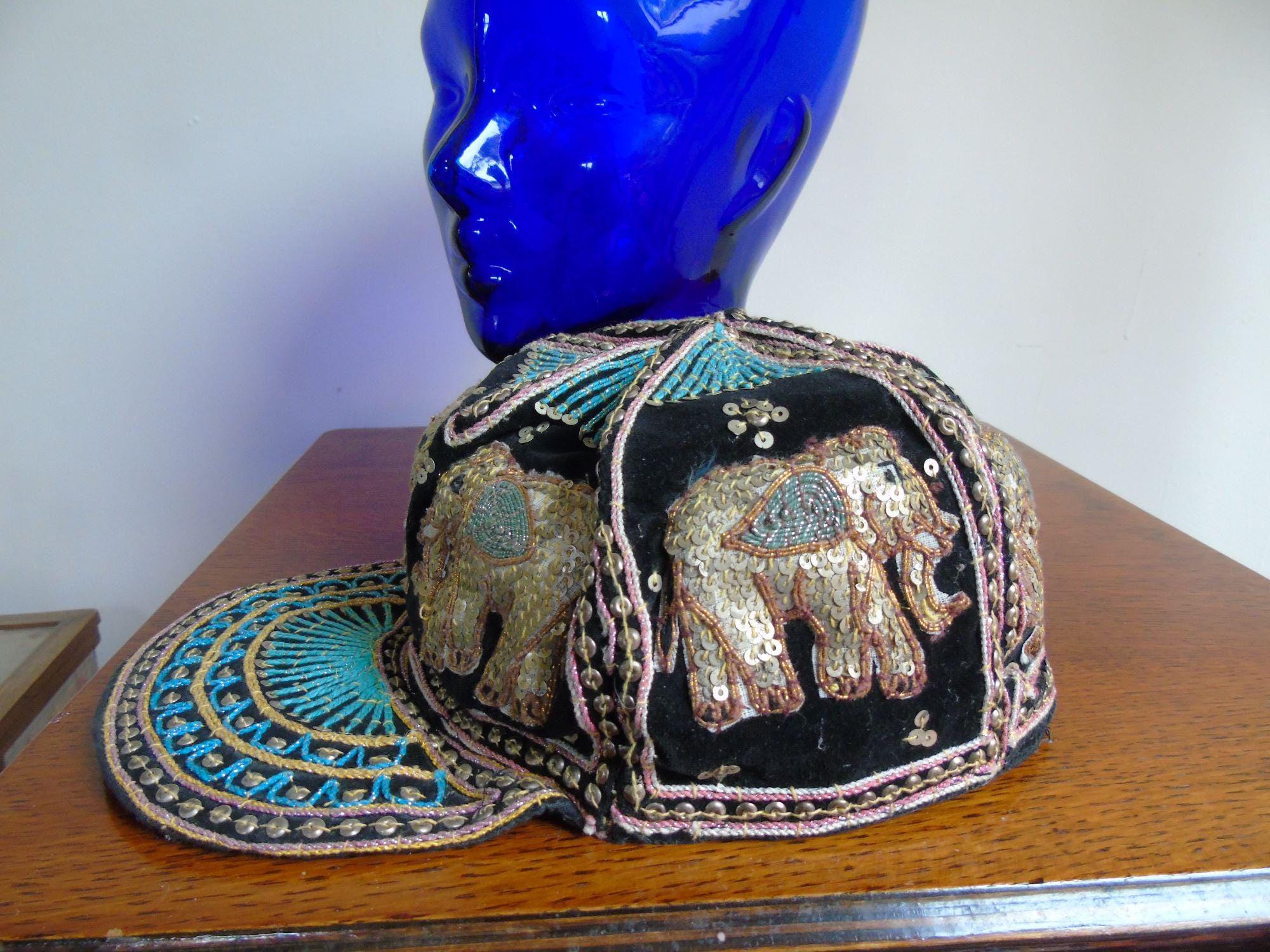 A Sequined Elephant Embroidered Cap. Made in 1970s, in Great Condition ...