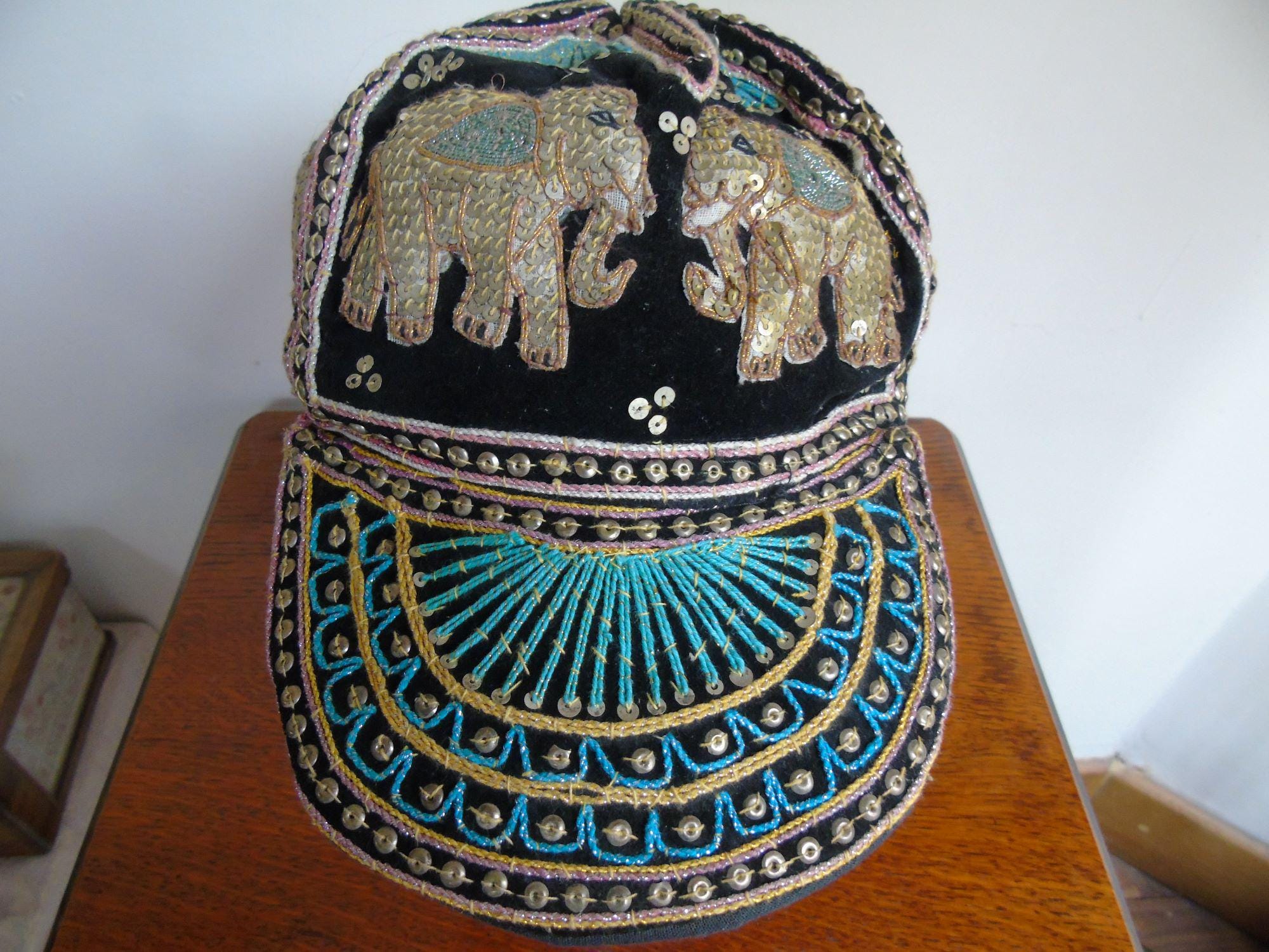 A Sequined Elephant Embroidered Cap. Made in 1970s, in Great Condition ...