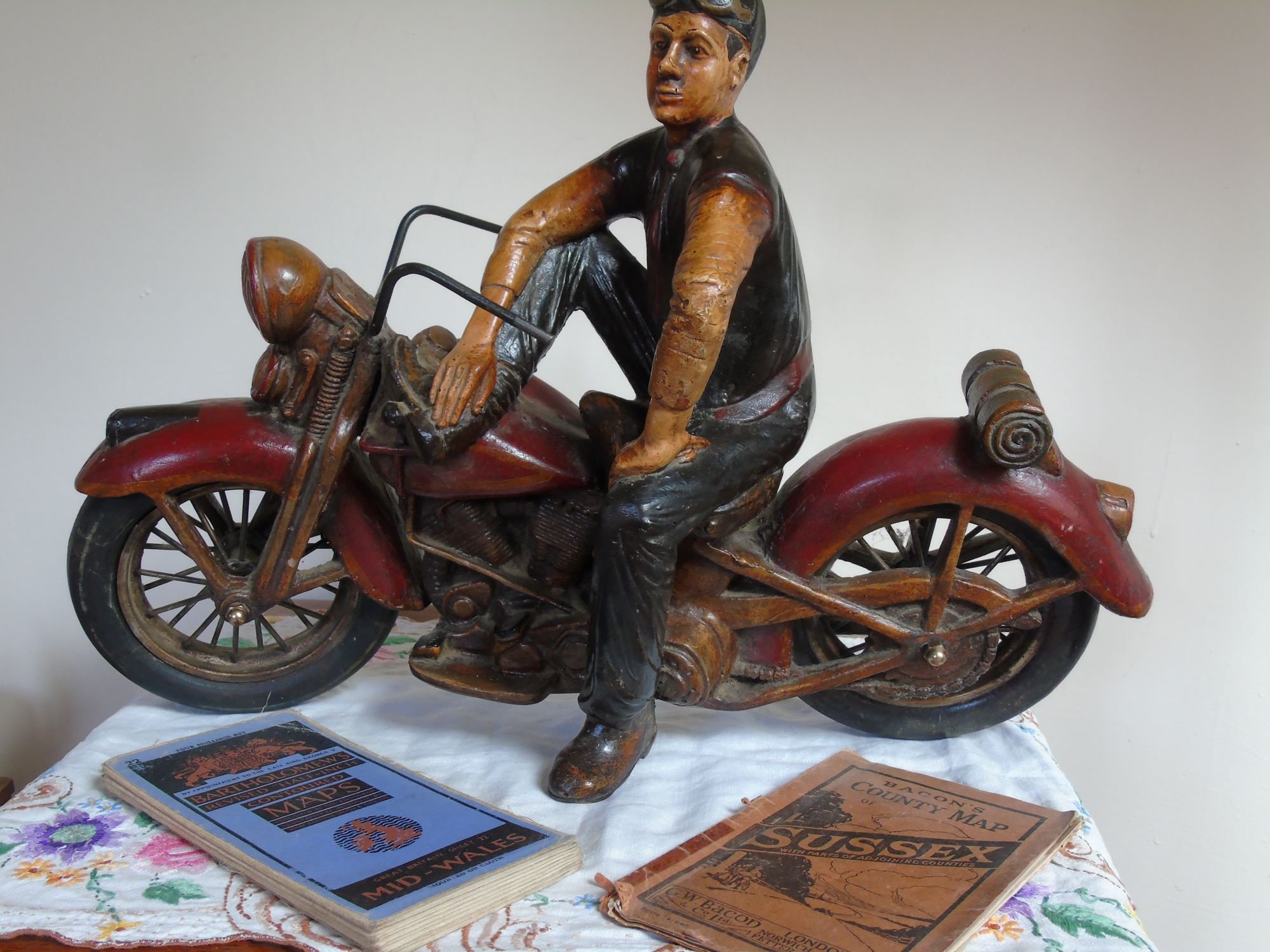 Vintage Handmade Harley Davidson Sculpture, 1970s Motorcycle Rider - Etsy