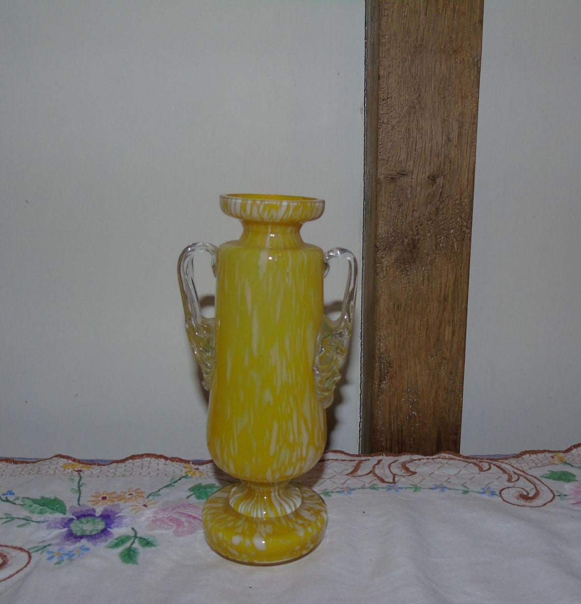 1890s Franz Welz Spatter or Splatter Vase in Yellow and | Etsy