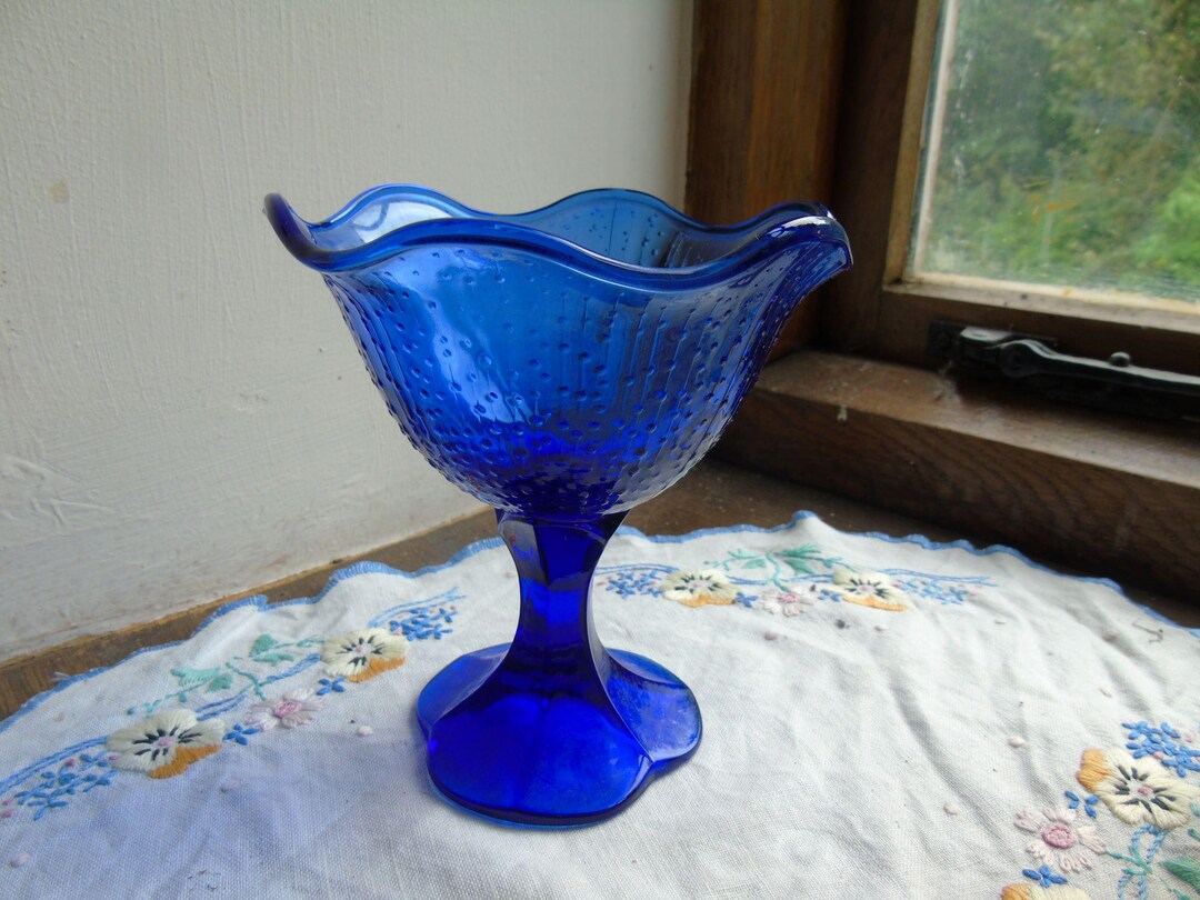 Cobalt Blue Bon Bon Dish: Vintage Fluted Candy Bowl - Etsy