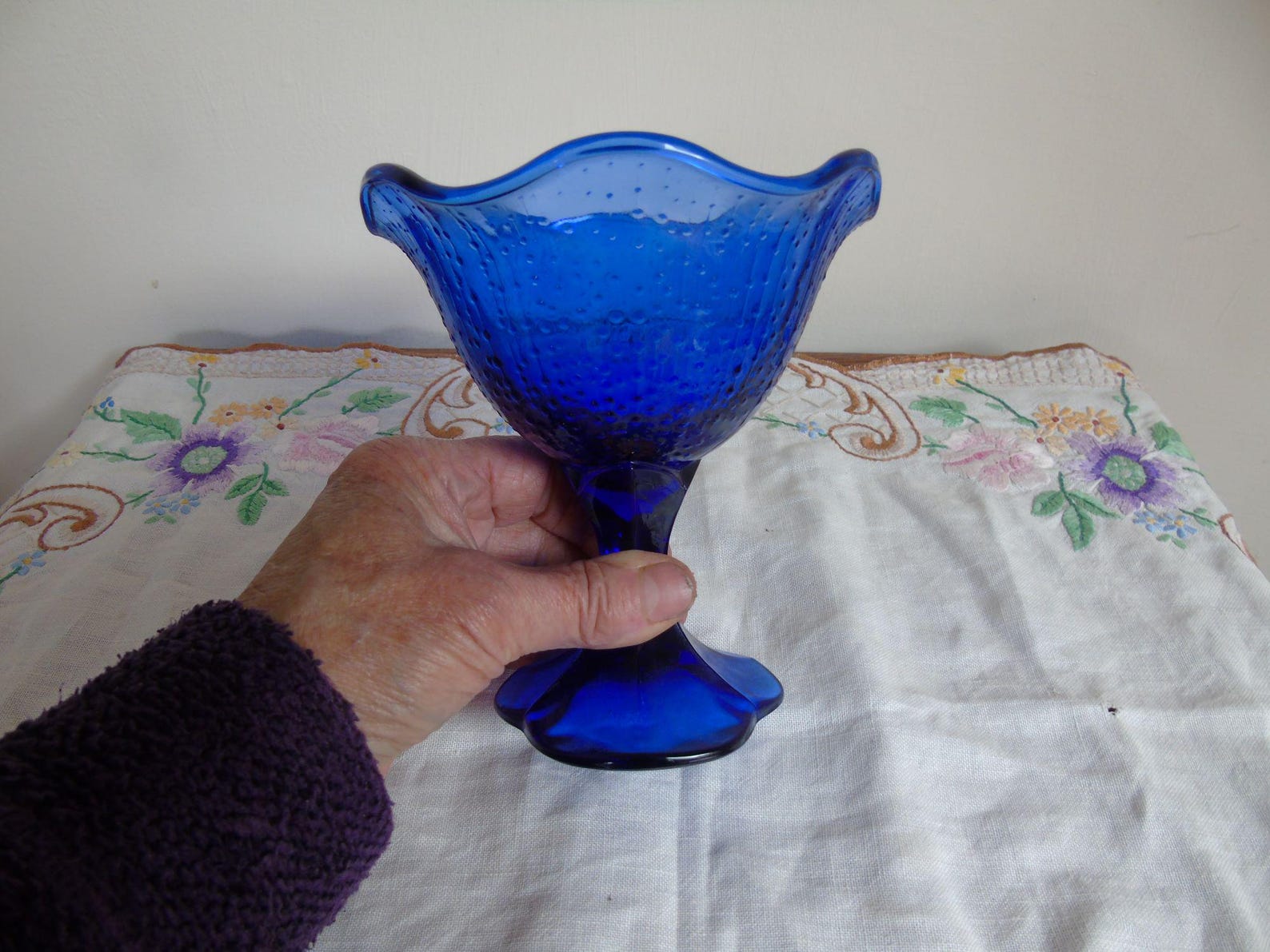 Cobalt Blue Bon Bon Dish: Vintage Fluted Candy Bowl - Etsy