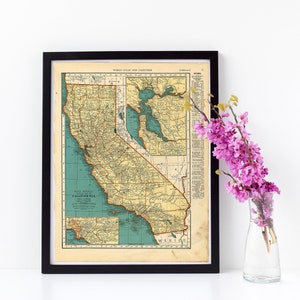 Map of California Vintage Antique Instant Digital Download Jpeg PNG ...