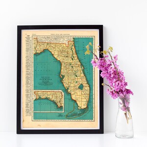Map of Florida Vintage Antique Instant Digital Download Jpeg PNG Files ...