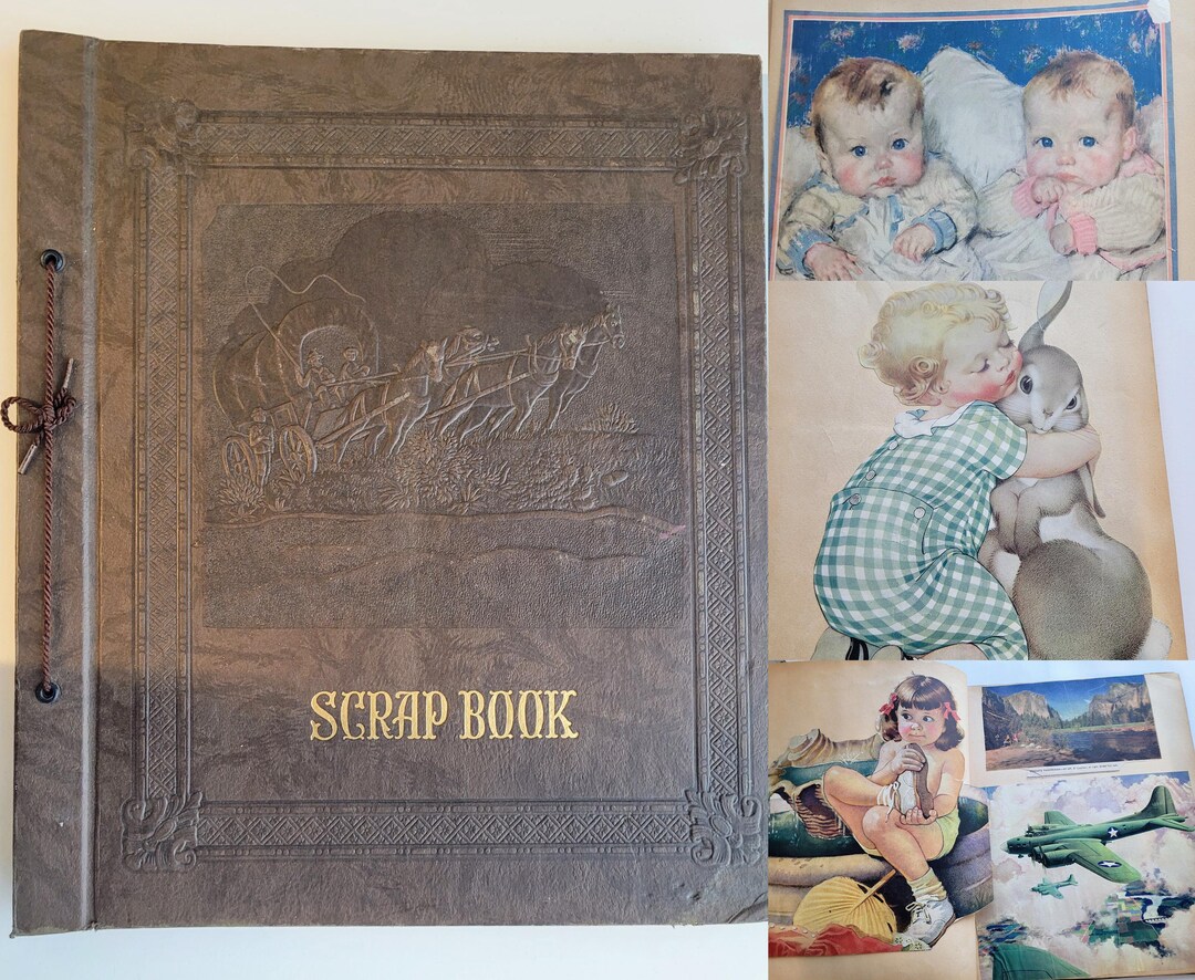 Vintage 1940s Scrapbook Brown Cover Full of Magazine & Newspaper ...