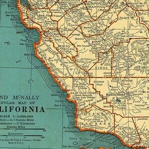 Map of California Vintage Antique Instant Digital Download Jpeg PNG ...