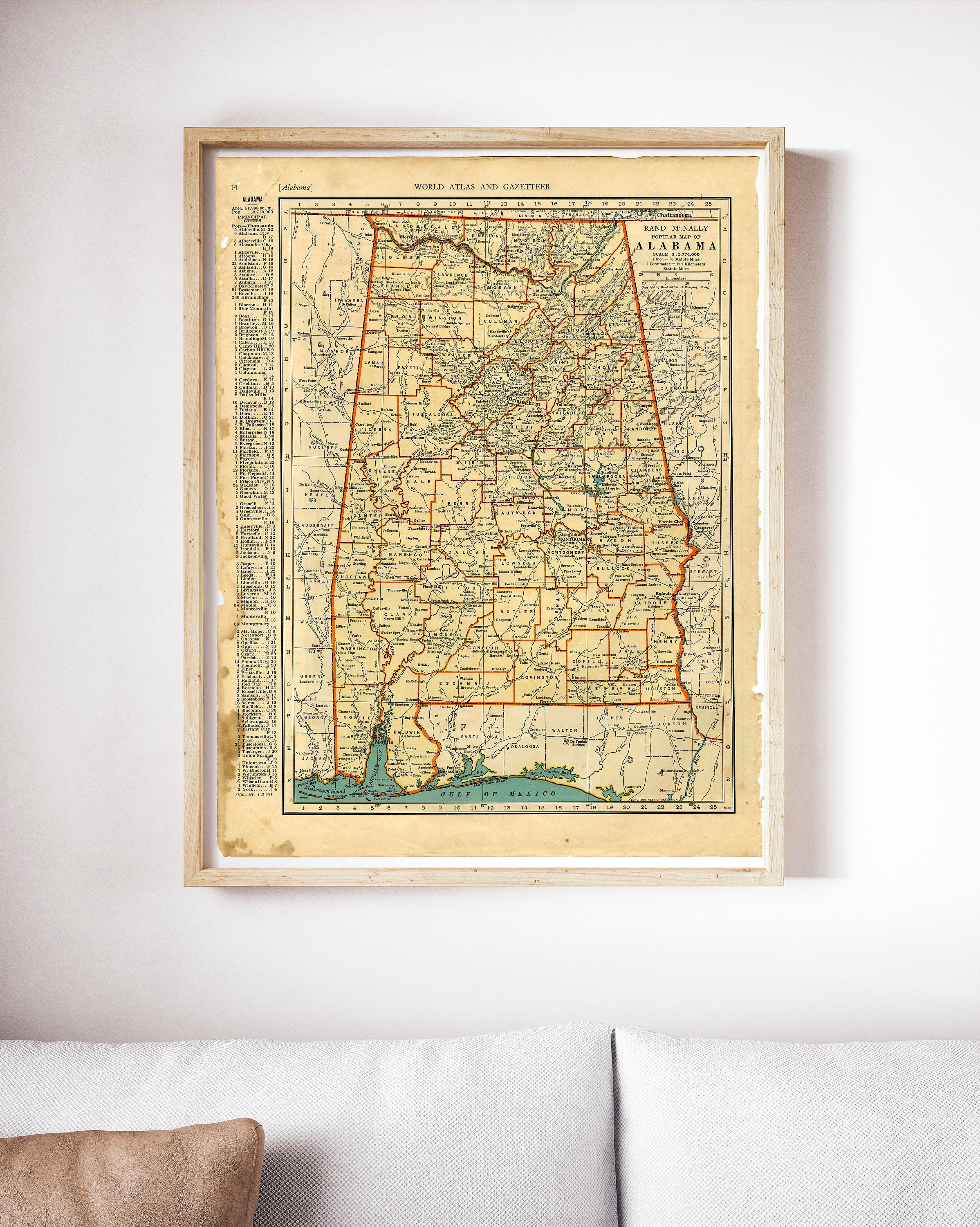 Map of Alabama Vintage Antique Instant Digital Download Jpeg PNG Files ...