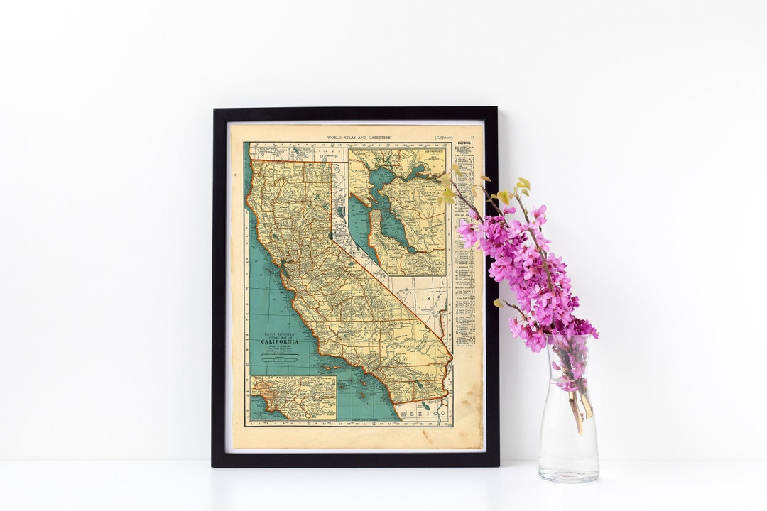 Map of California Vintage Antique Instant Digital Download Jpeg PNG ...