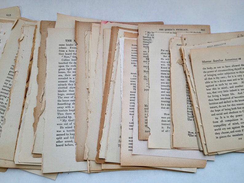 Vintage Book Pages Bundle: Aged Ephemera for Junk Journals - Etsy