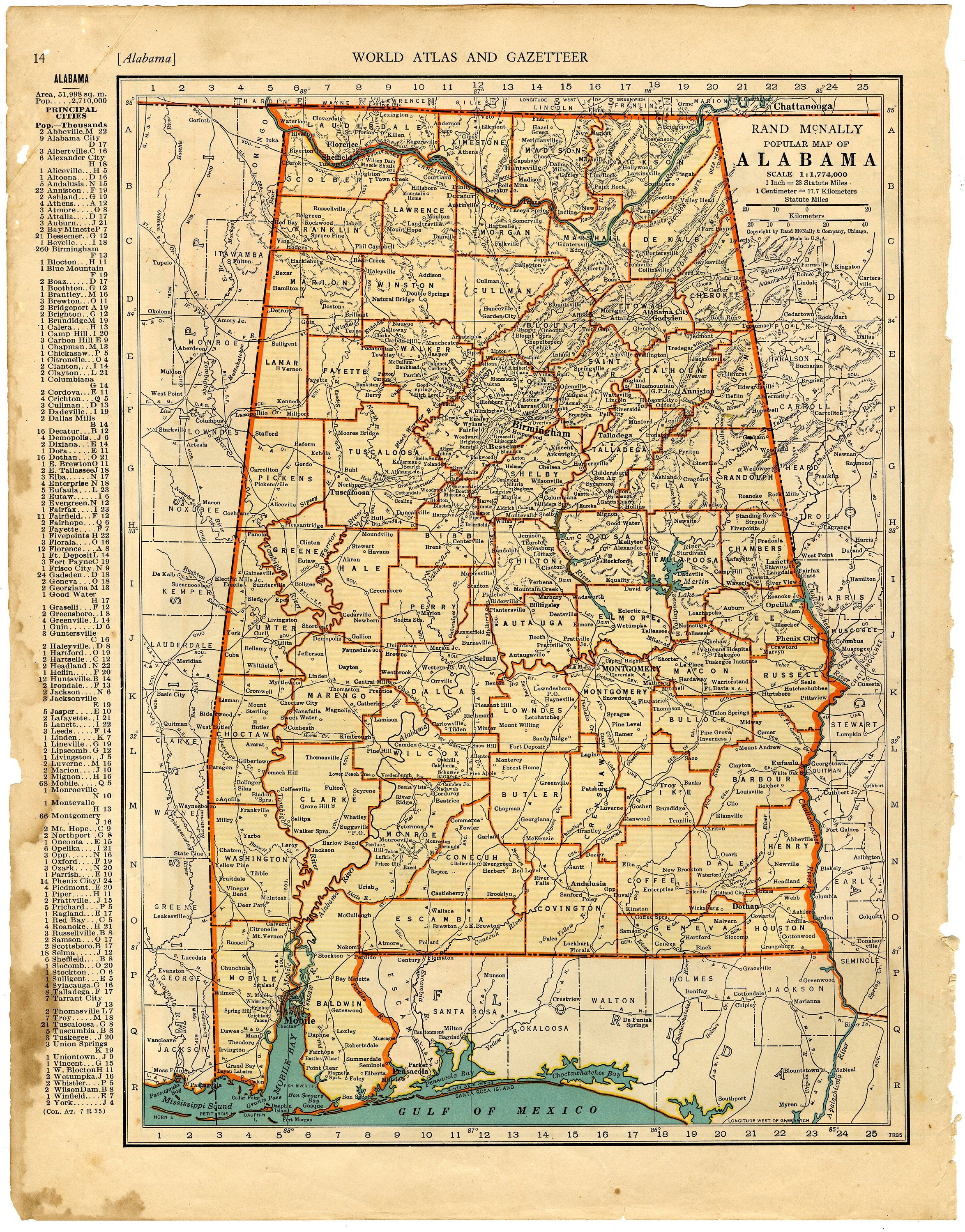 Map of Alabama Vintage Antique Instant Digital Download Jpeg PNG Files ...