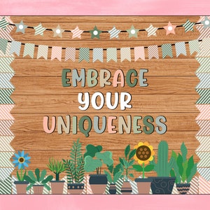 Plant Boho Neutral Bulletin Board Kit | Plant Bulletin Board | Plant ...