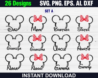 Family Mouse Svg Bundle, Png High Resolution Mouse Family Shirt Bundle ...