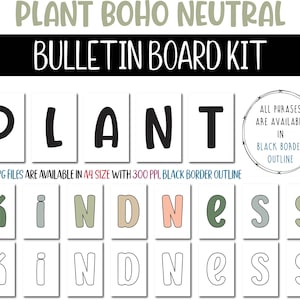 Plant Boho Neutral Bulletin Board Kit | Plant Bulletin Board | Plant ...