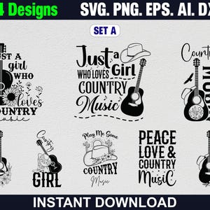 Country Music Bundle Svg, Country Music PNG, Western Music Svg, Country ...