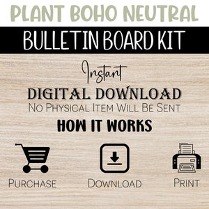 Plant Boho Neutral Bulletin Board Kit | Plant Bulletin Board | Plant ...
