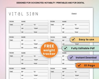 Printable Vital Sign Chart, Vital Sign Log, Vital Sign Tracker, Vital ...