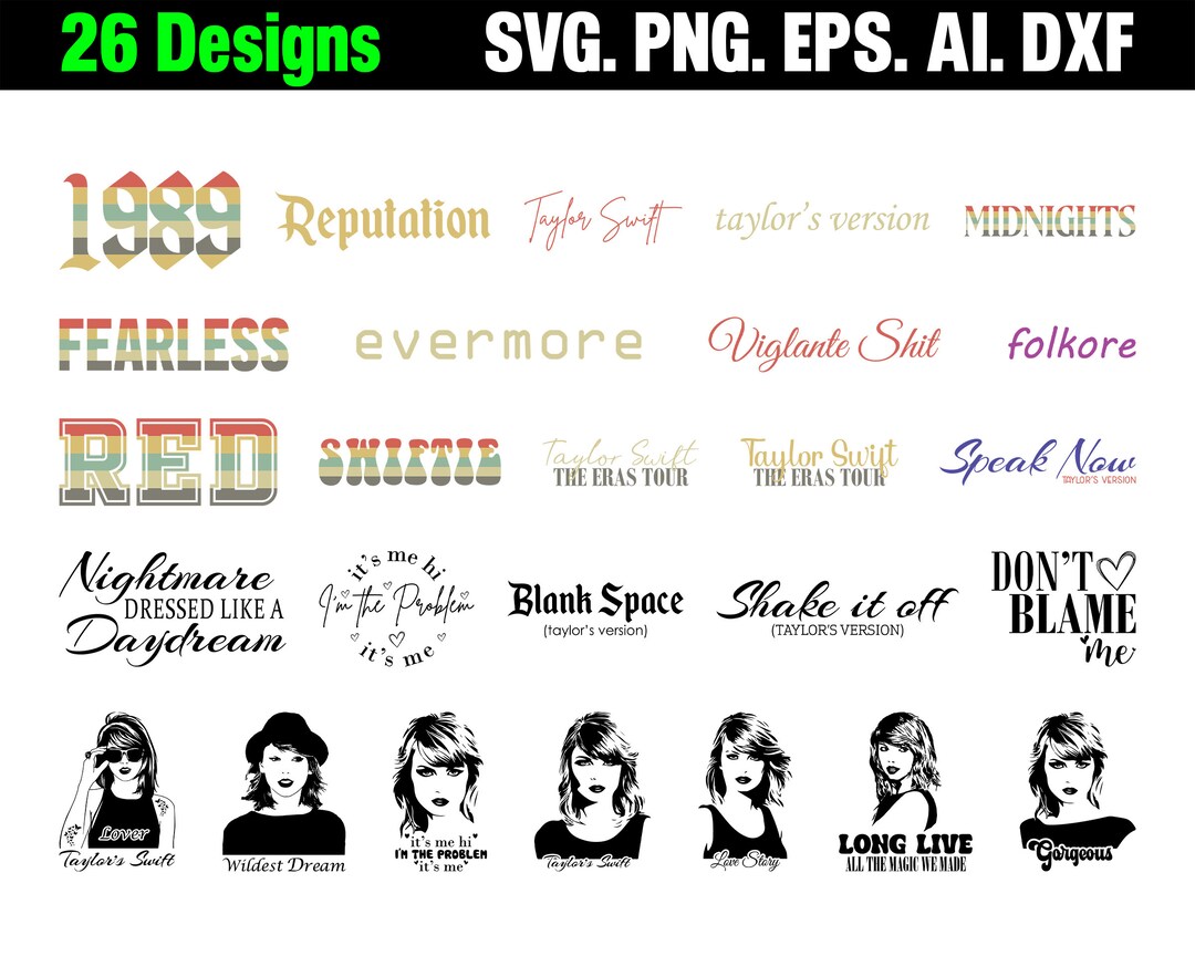 Taylor'ss Swiftie Albums Name Bundle Svg, Swiftie Svg, Swiftie Lyrics ...