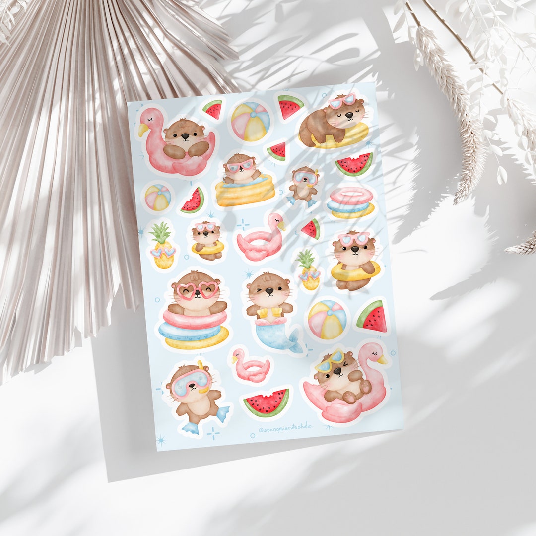 Summer Otter Sticker Sheet Journal Stickers, Planner Stickers ...