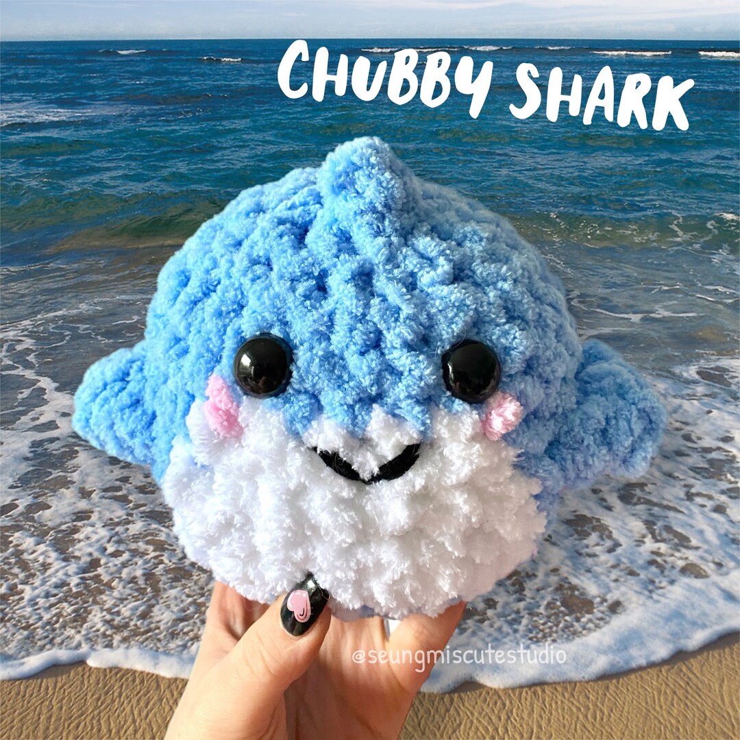 Chubby Crochet Shark / Cute Kawaii Amigurumi Plushie Plush Handmade ...