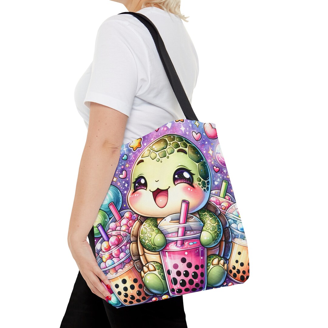 Kawaii Boba Turtle Tote Bag / Pod Colorful Kawaii Animal Niedlich Style ...