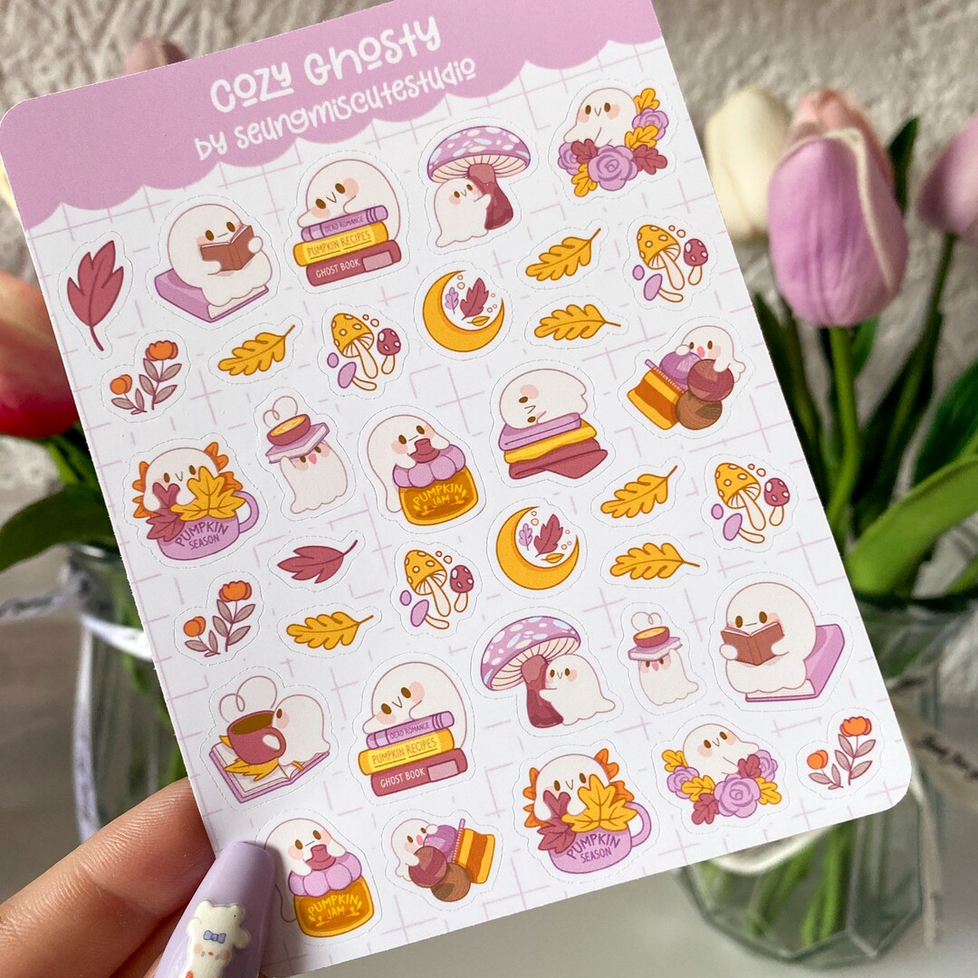 Cozy Ghosty Sticker Sheet / Kawaii Journal Deco Bujo Planner Cute Anime ...