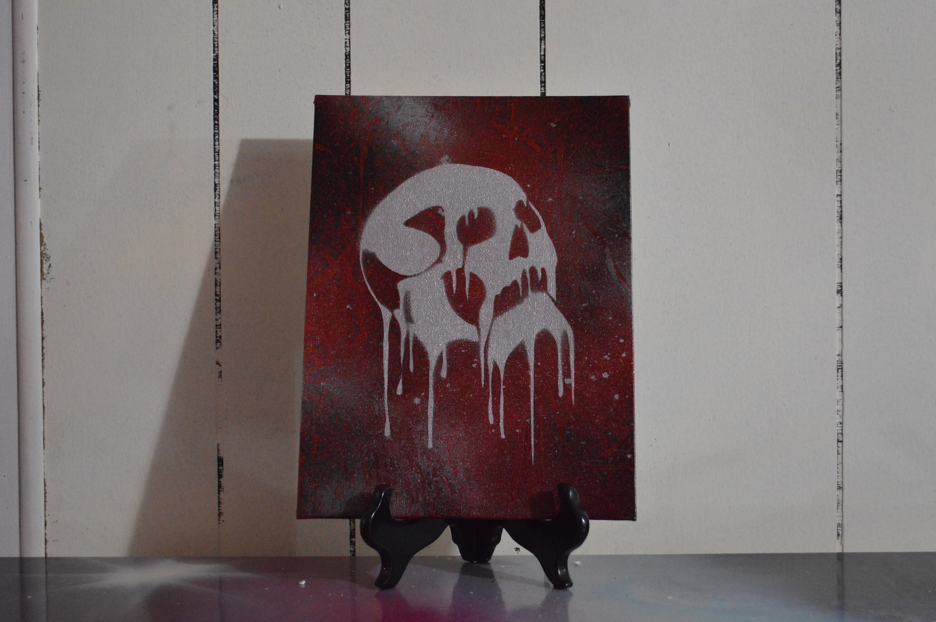 Art - Trippy Drippy Skull - Small Canvas Board- Art 9"x12" - Etsy