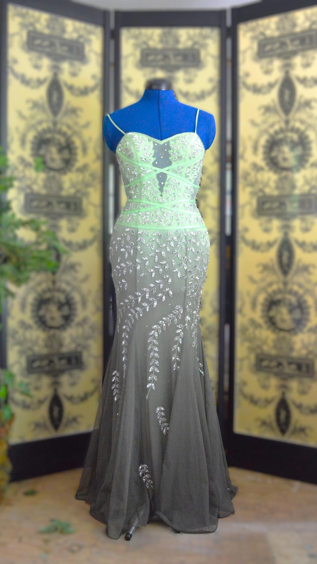 Altered Wedding Dress - Green to Black Ombre -formal Gown - Fantasy ...