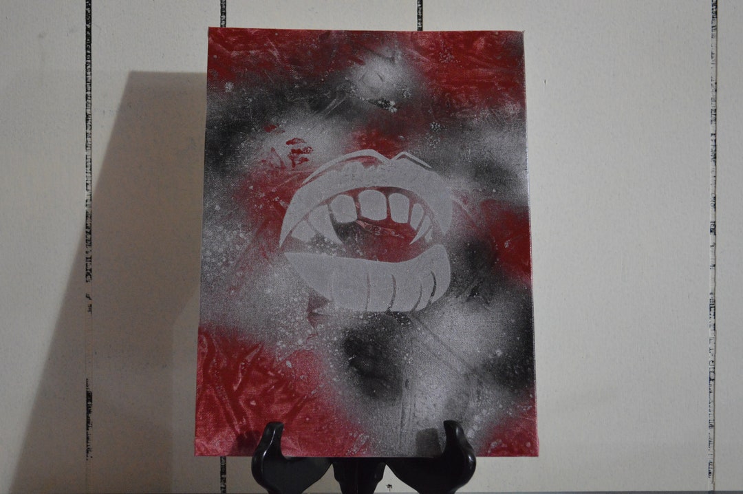 Art - Hot Fangs - Goth Art - Small Canvas Board- Art 9"x12" - Etsy